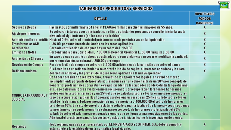 Productos y Servicios – COFINTER